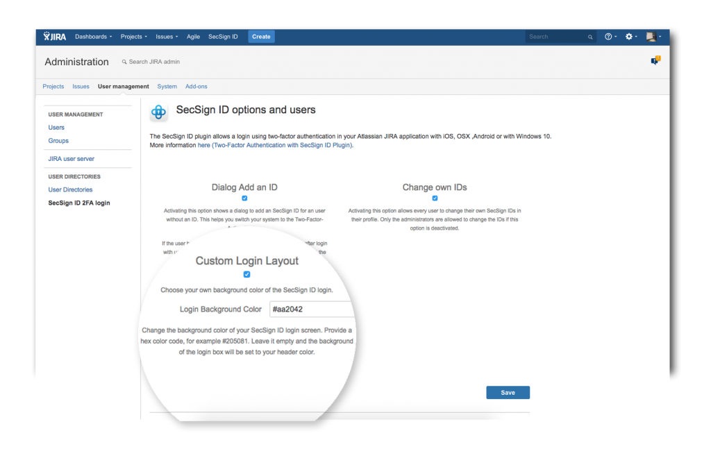 jira custom design - SecSign 2FA