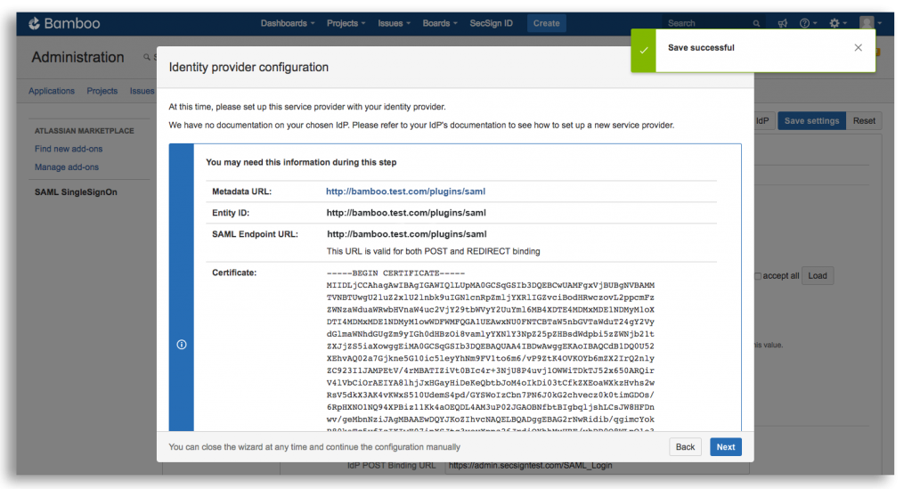 Bamboo SAML 7 - SecSign 2FA