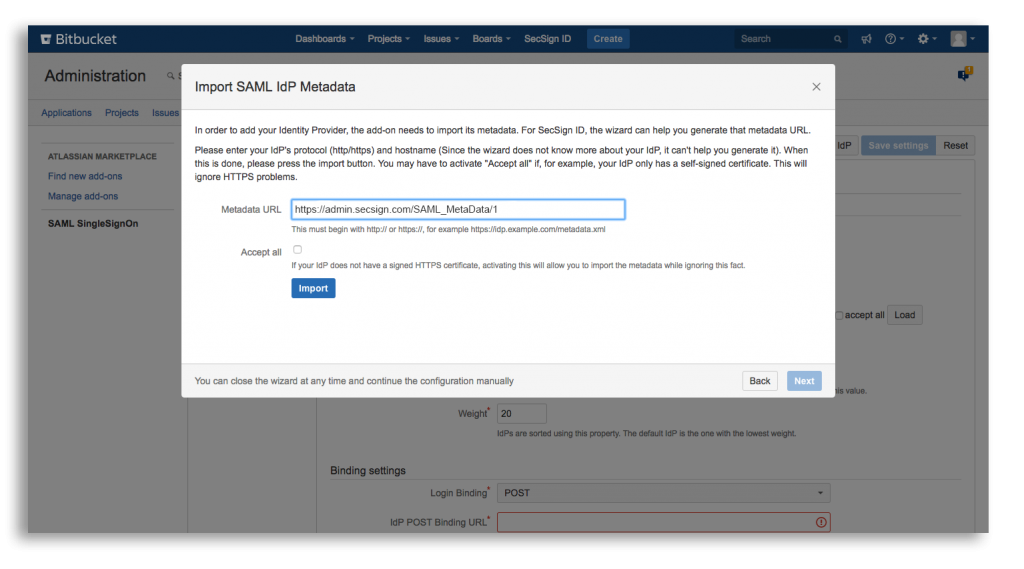 Bitbucket SAML 4 - SecSign 2FA