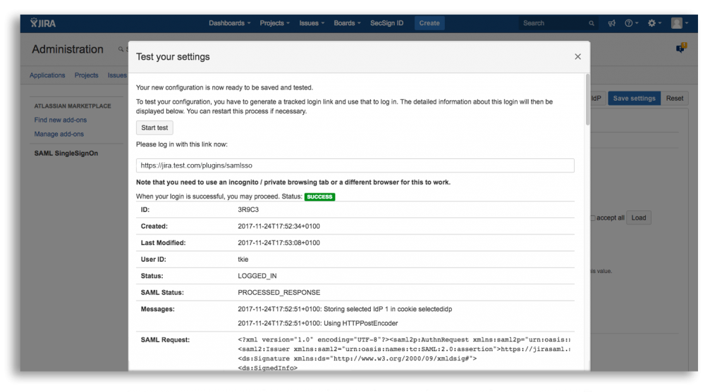 Jira SAML 10 - SecSign 2FA