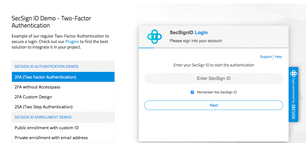 Demo Login - SecSign 2FA