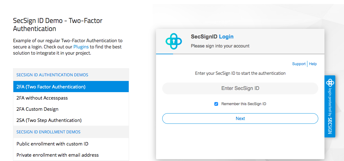 Demo Login - SecSign 2FA