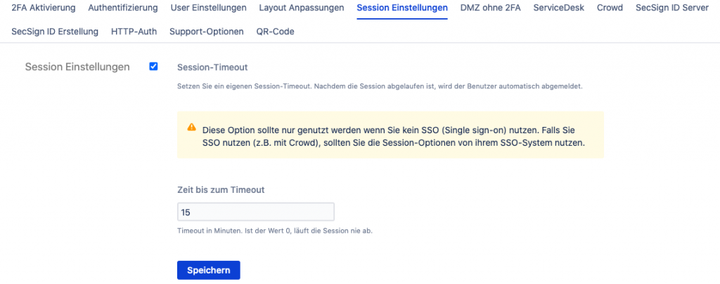 session timeout de - SecSign 2FA