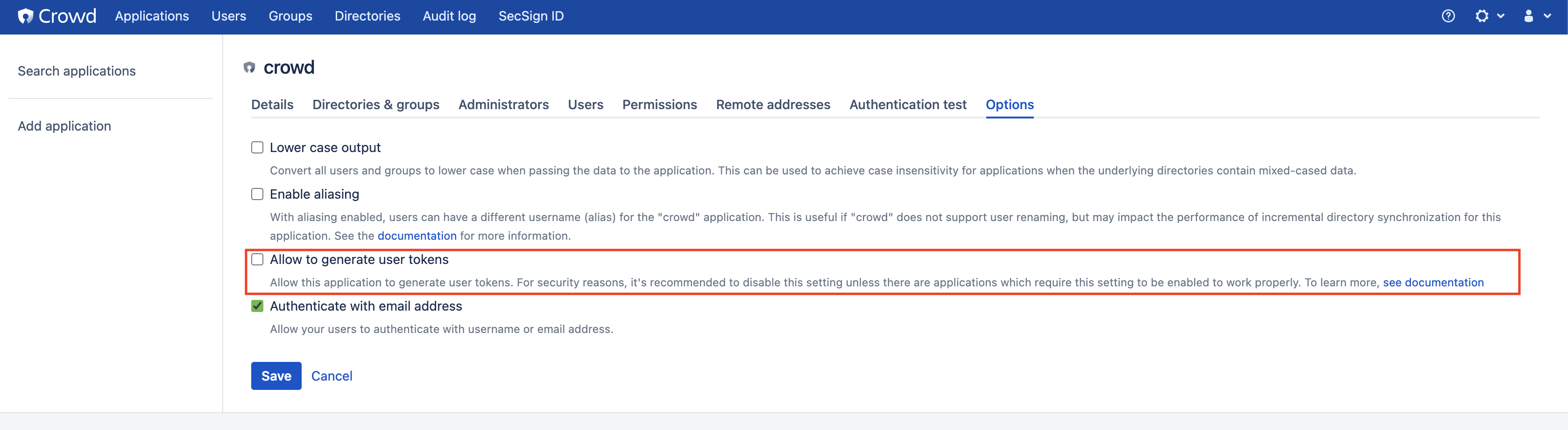 Important setting for Crowd 4.3.0 and newer - SecSign 2FA